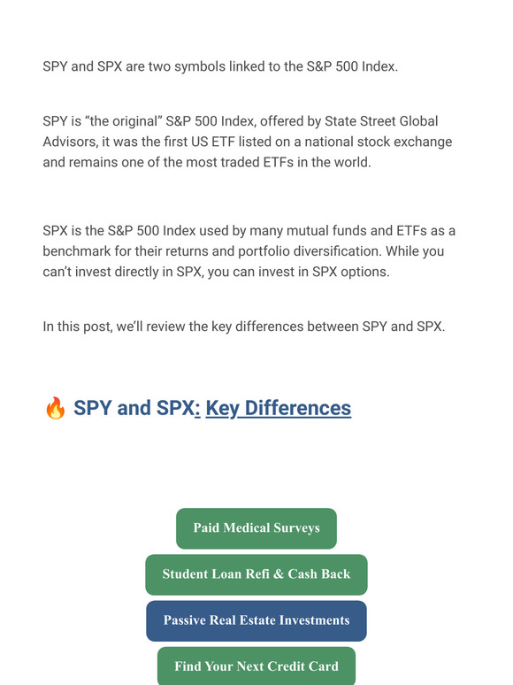 Physician on FIRE: 🔥 SPY vs SPX: Key Differences | Milled