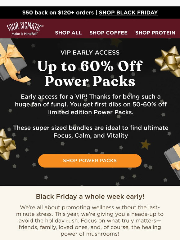 Four Sigmatic: VIP EARLY ACCESS SALE: Up to 60% off Power Packs | Milled