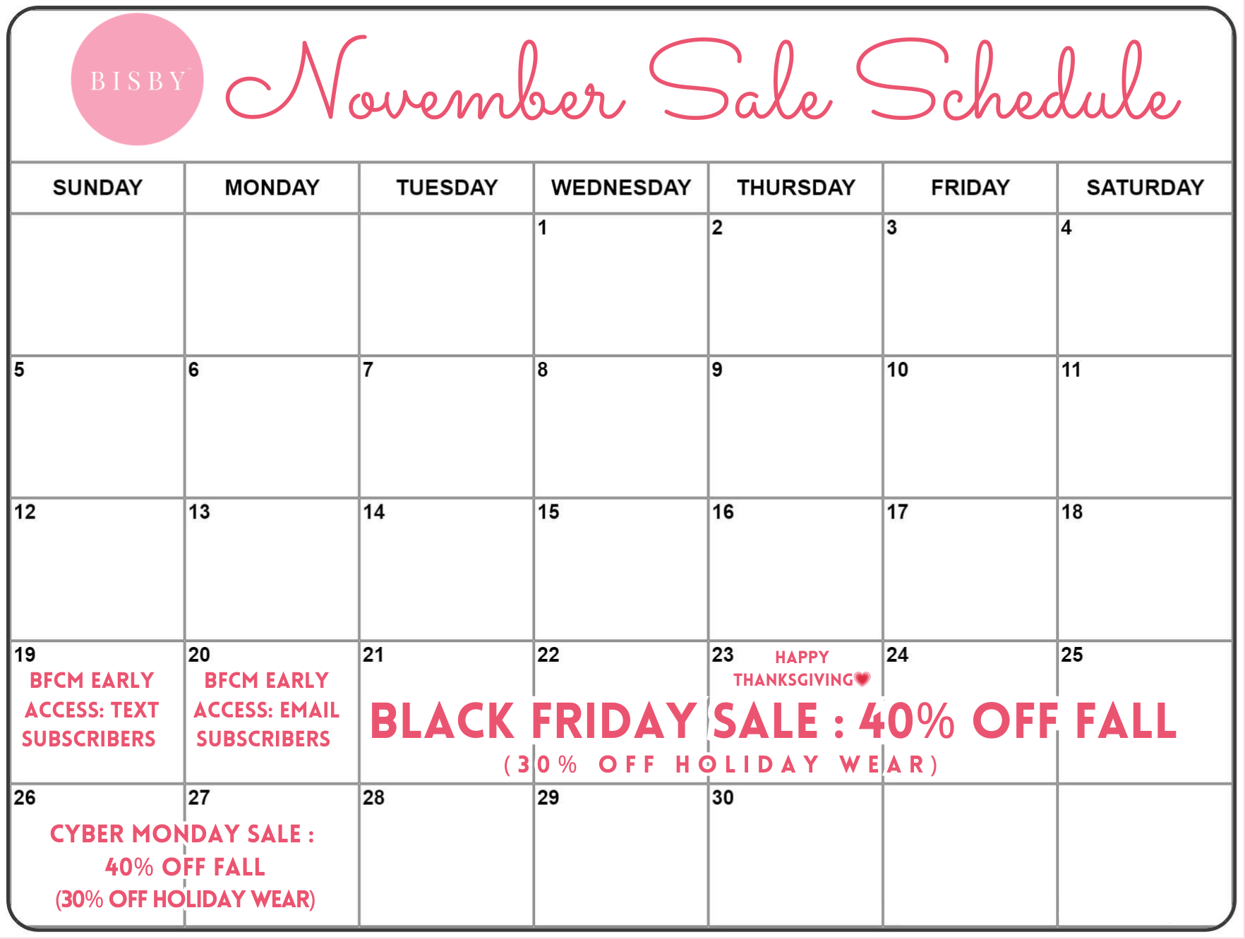 BISBY: 🚨 🤫 Top Secret Sale Schedule FOR YOUR EYES ONLY 🤫🚨 | Milled