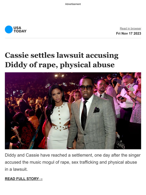 Usa Today Breaking Sean Diddy Combs Ex Girlfriend Cassie Settles