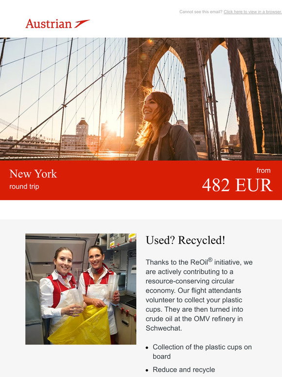 Austrian Airlines: New York from 482 EUR – your cup is converted into ...