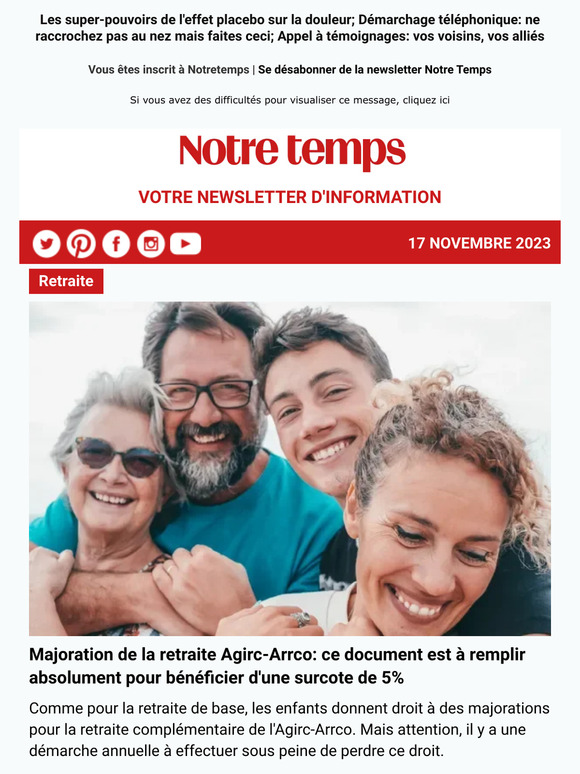 Notre Temps: Majoration de la retraite Agirc-Arrco: LE document à ... Notre Temps: Majoration de la retraite Agirc-Arrco: LE document à ...