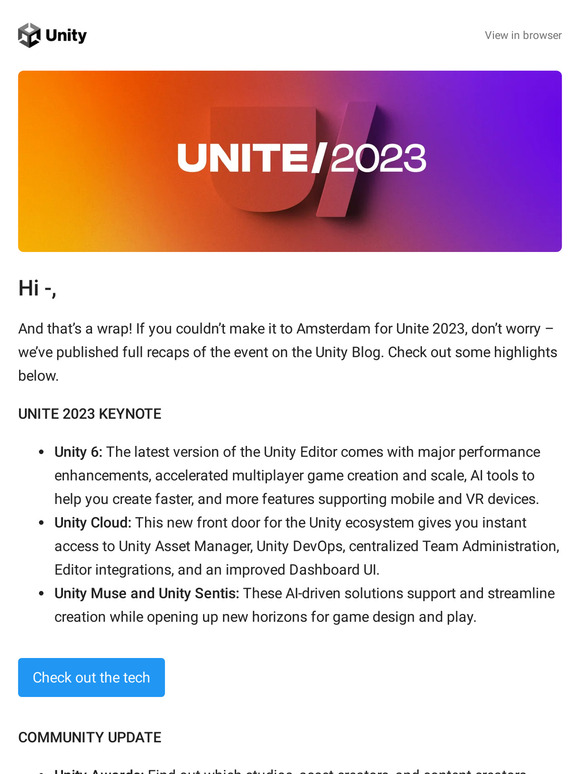 Unity: Unite 2023 wrap-up: Get the full download | Milled