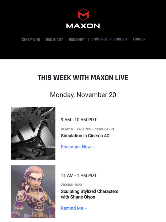 Maxon: This Week with Maxon Live November 20 | Milled
