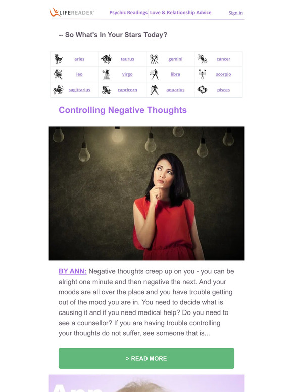LifeReader: — - Controlling Negative Thoughts | Milled