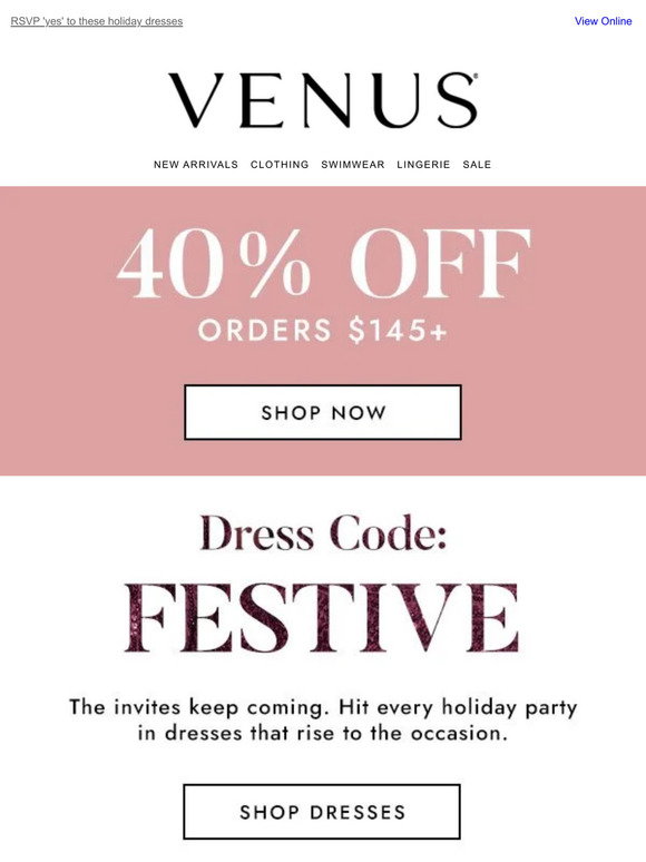 VENUS: You're Invited: Unlock 40% Off Your ENTIRE Order!!! | Milled