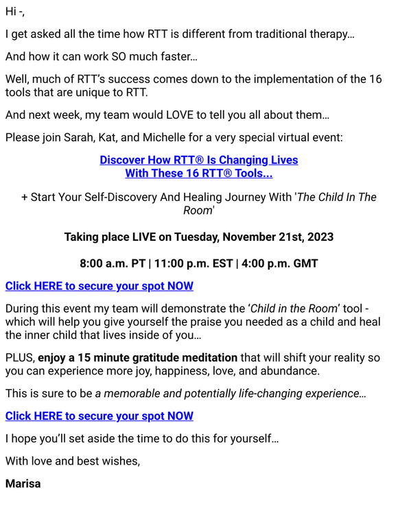 Marisa Peer (US & CA): Revealed: the 16 RTT tools & how they work to ...