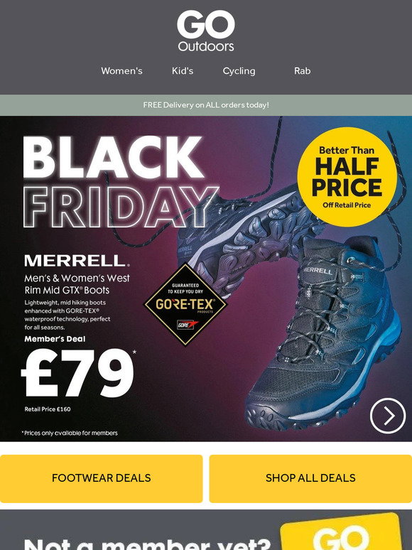 Go Outdoors: Merrell West Rim Mid GORE-TEX® Boot only £79 | Milled