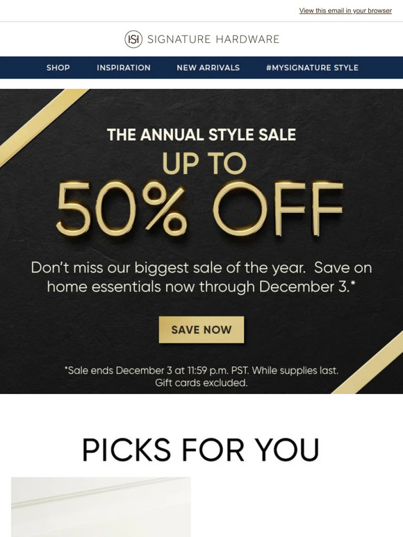 Signature Hardware: Shop now, save big on trending home styles | Milled