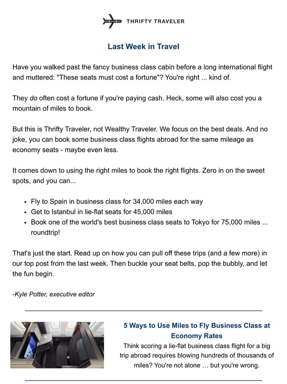 Thrifty Traveler: ️ How to Fly Business Class at Economy Rates | Milled