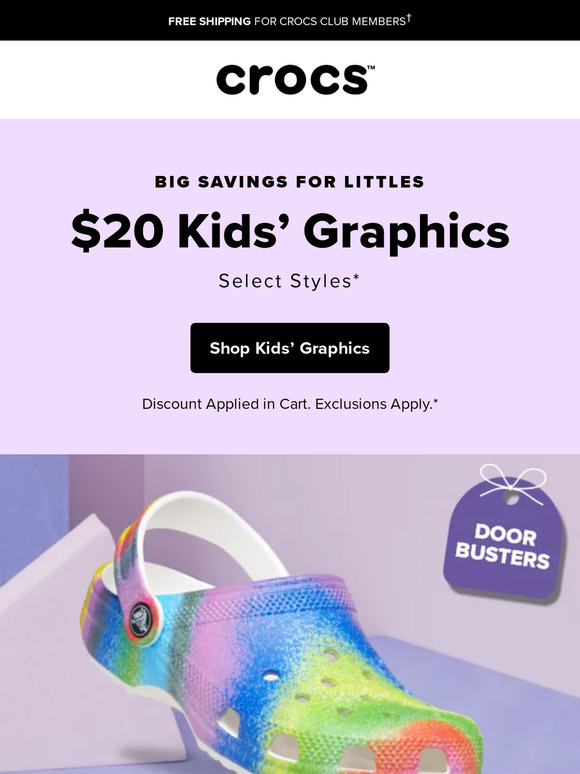 Crocs: Patterns galore! Shop kids’ graphics starting at $20. | Milled