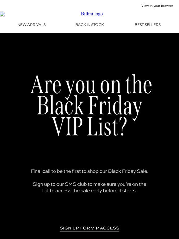 Billini: Are you on the VIP list? | Milled