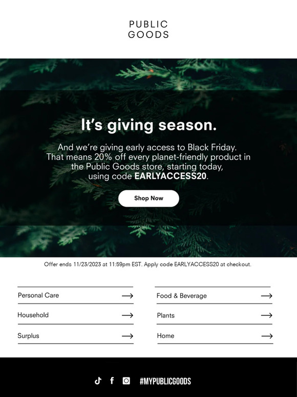 Public Goods: Early access, starting now: take 20% offf | Milled