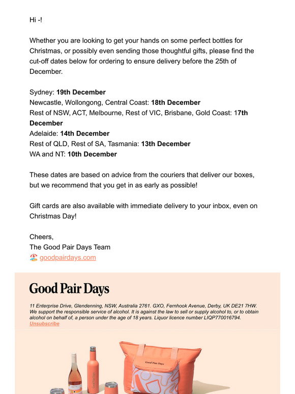 Good Pair Days: GDP Shipping cut-off dates 🚚 | Milled