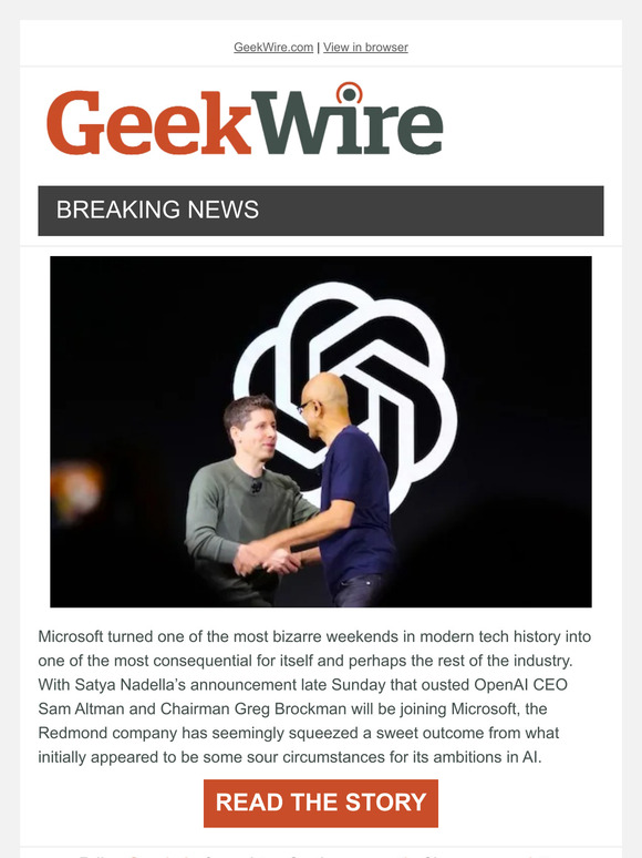 GeekWire: Microsoft emerges victorious from OpenAI meltdown with Sam Altman leading its new AI ...