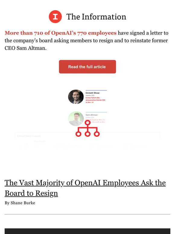 The Information: The Vast Majority of OpenAI Employees Ask the Board to ...
