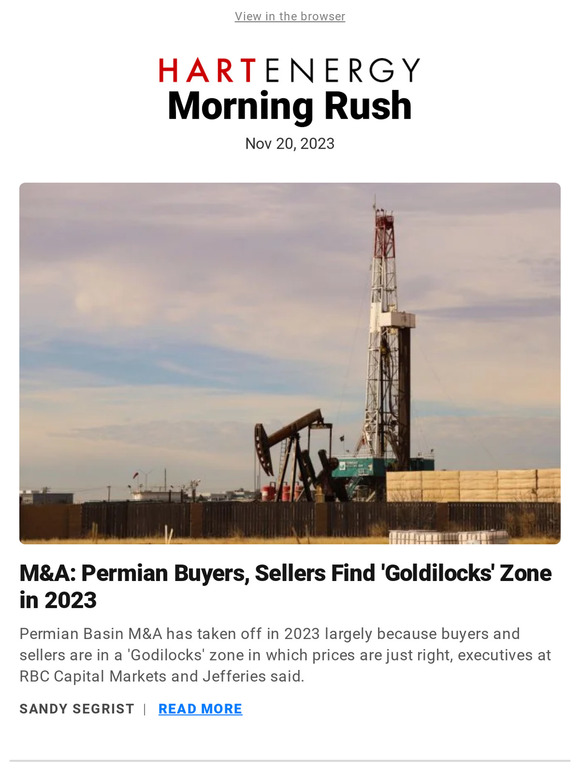 Hart Energy: Morning Rush: Permian Buyers, Sellers Find 'Goldilocks' Zone; Private Equity Open ...