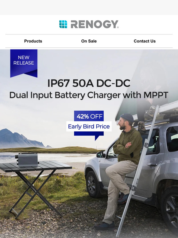Renogy: 🔥Early Bird Price: Renogy IP67 50A DC-DC Battery Charger with MPPT | Milled
