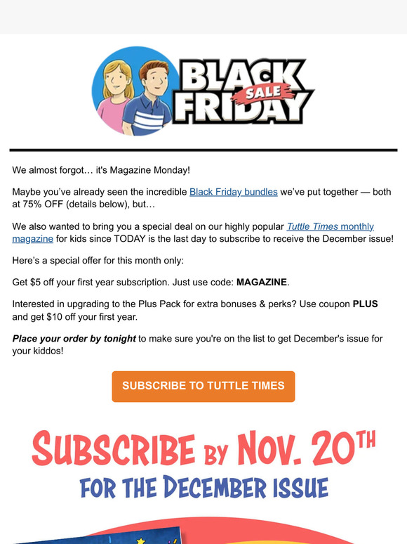 The Tuttle Twins: Hours Left ⏰ Last Call for Tuttle Times Dec. Issue ...