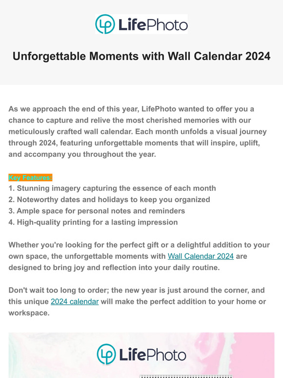 Life Photo: Unforgettable Moments with Wall Calendar 2024 | Milled