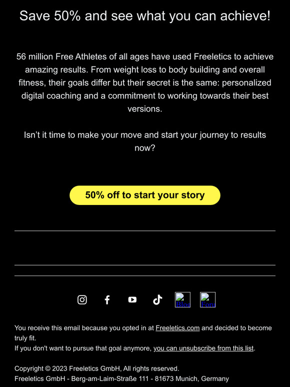 Freeletics: Save 50% and launch your training story | Milled