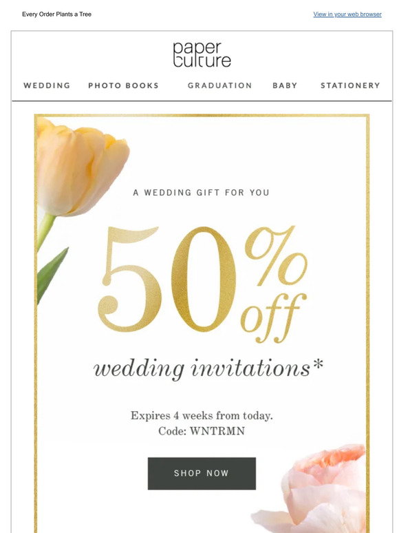 Paper Culture: A special wedding invitation offer - limited time | Milled