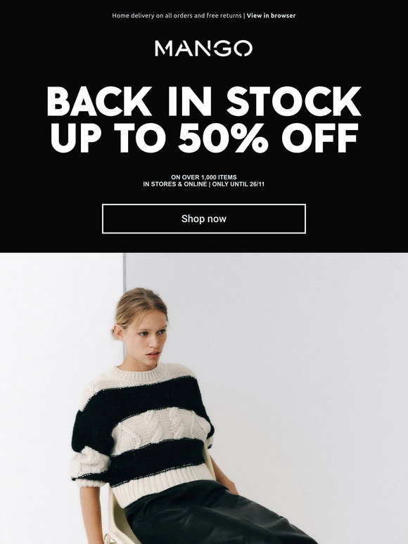 Mango: We're restocking 😏 Your favourites are back | Milled
