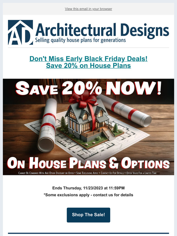 Architectural Designs: Don't Miss Early Black Friday Deals! | Milled