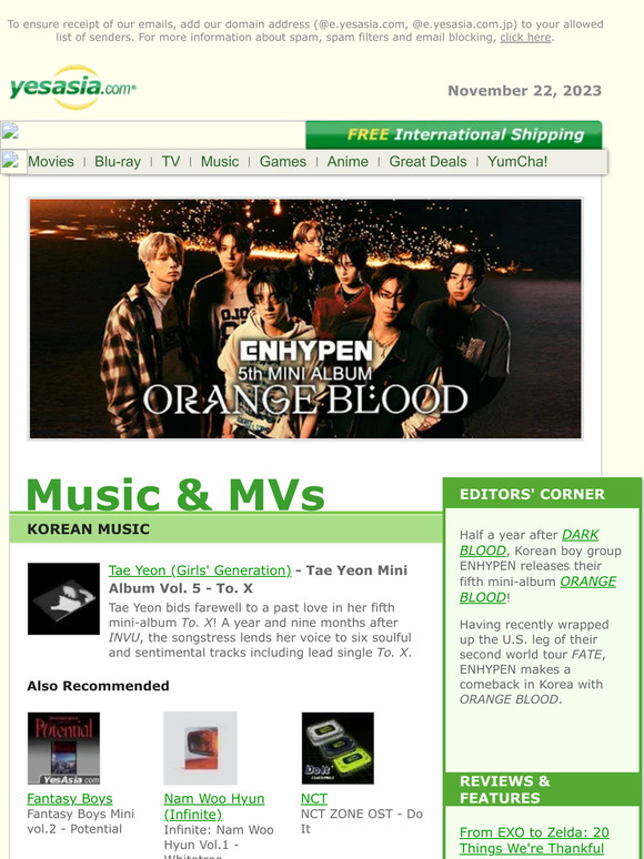 YesAsia: New at YesAsia: ENHYPEN, Tae Yeon, Sheena Ringo, The Night Owl, In Broad Daylight OST ...