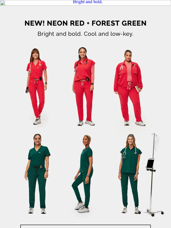 FIGS: NEW Neon Red + Forest Green | Milled