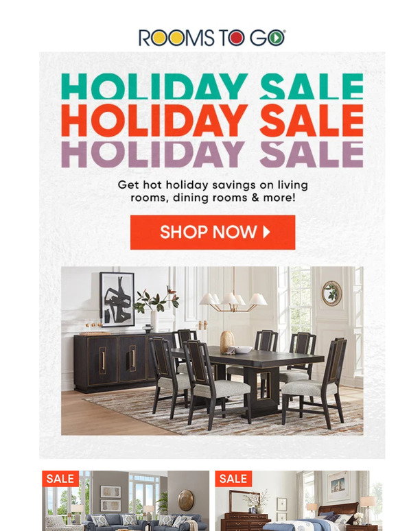 Rooms To Go: The Holiday Sale savings extravaganza continues! | Milled