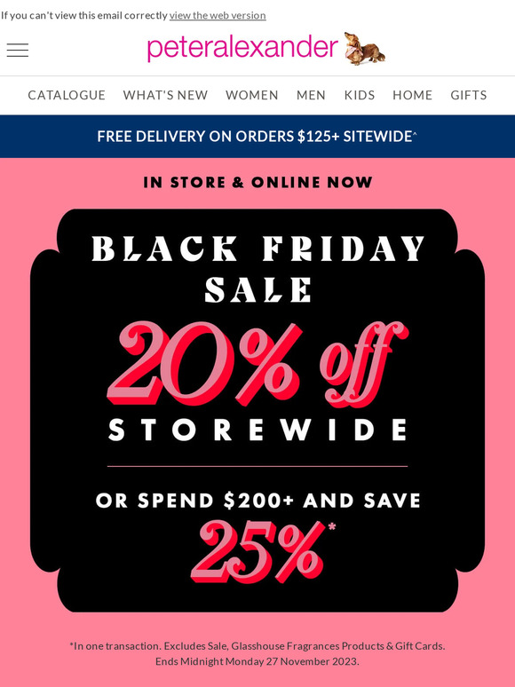 Peter Alexander: 20% OFF - Black Friday Sale is here - Celebrate in ...