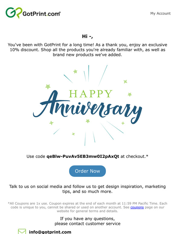 GotPrint: Happy Anniversary! | Milled