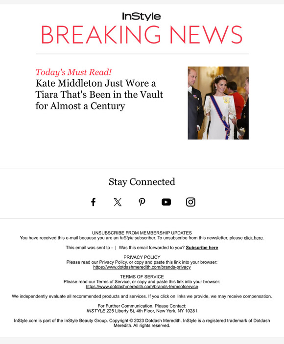 InStyle: Kate Middleton wore a royal tiara that has been in the vault ...