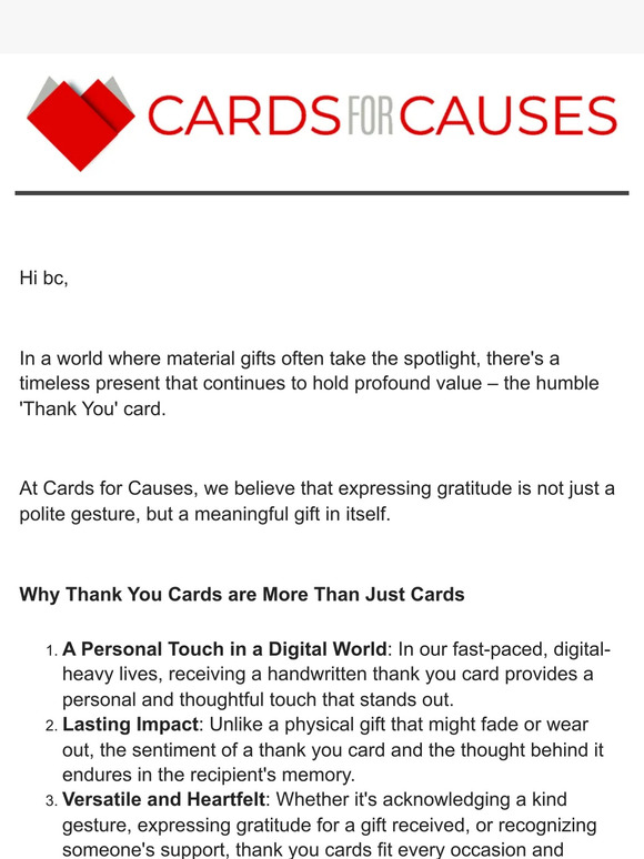 Cards for Causes: The Gift That Keeps on Giving: Why Thank You Cards ...