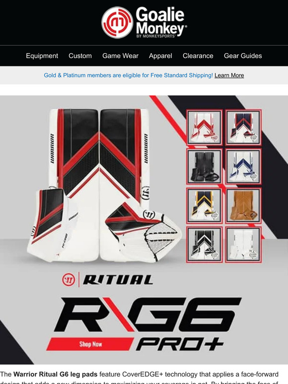 GoalieMonkey: 🔥 Score Big Savings! Warrior Ritual G6 Goalie Equipment ...