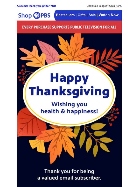 Shop.PBS.org: Happy Thanksgiving! | Milled