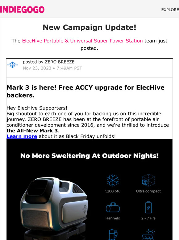 Indiegogo: 📢 Update #64 from ElecHive Portable & Universal Super Power ...