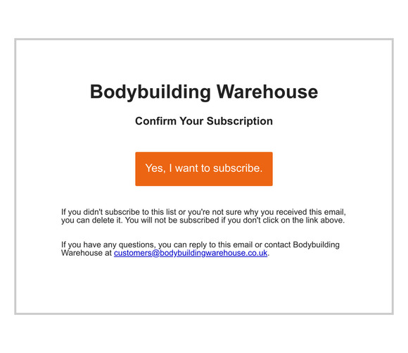 Bodybuilding Warehouse: Confirm Your Subscription | Milled