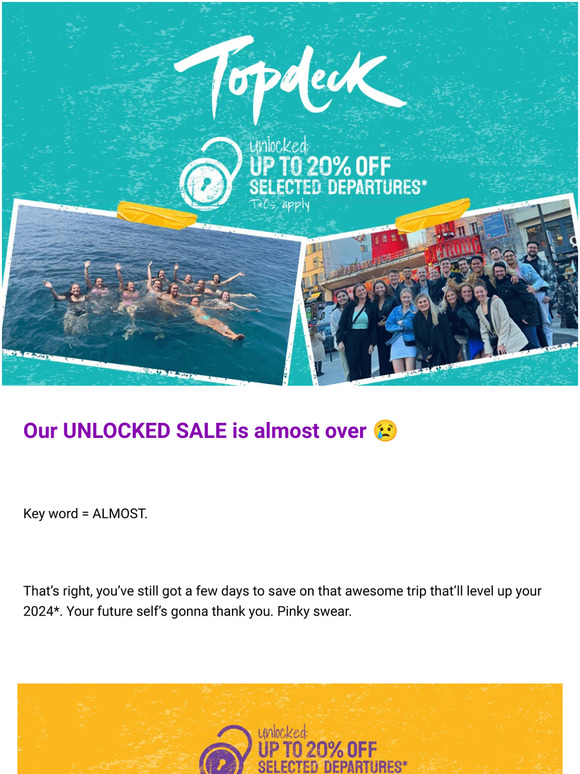 TopDeck Travel: ⌛ Time’s running out... | Milled