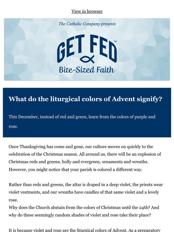 The Catholic Company: What do the liturgical colors of Advent signify ...
