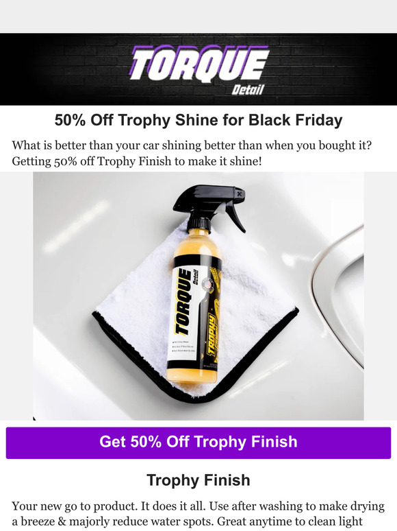 Torque Detail: 🚨 Trophy Finish is 50% Off! | Milled
