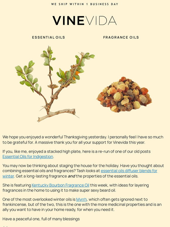 Vinevida: Happy Thanksgiving! Myrrh & Diffuser Blends for Winter. ️☃️🏂 ...