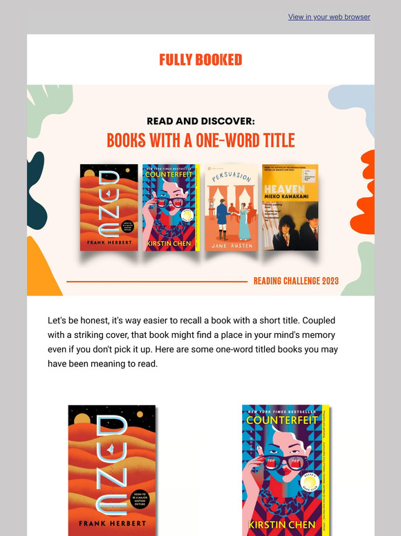 Fully Booked: Books with a One-Word Title | Milled