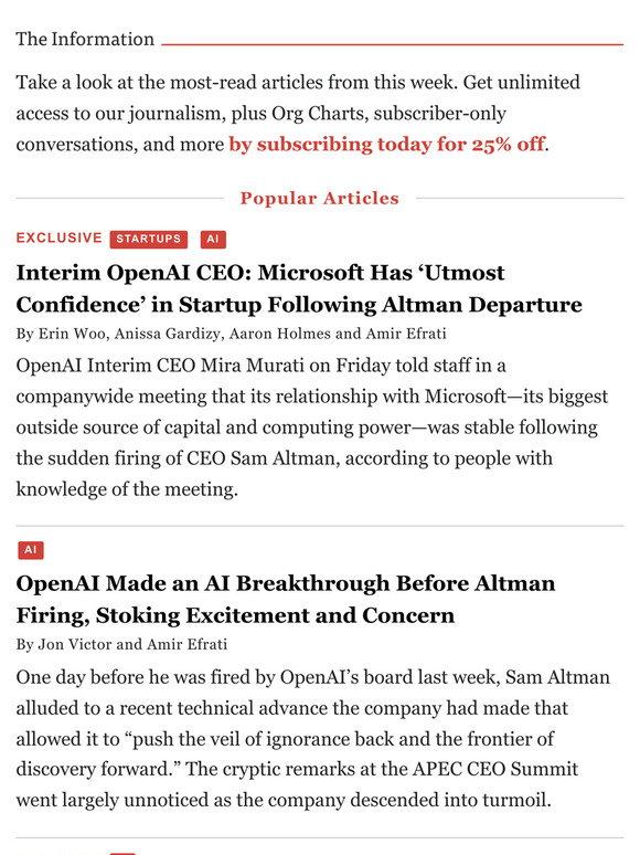 The Information: This Week's Most Popular Stories | Milled