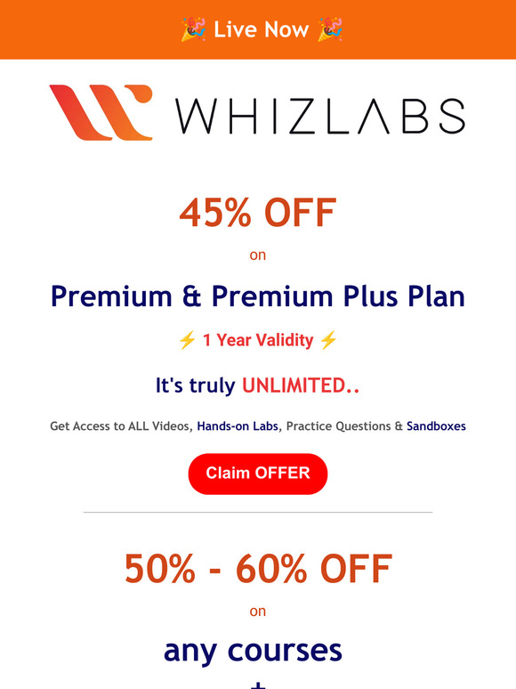 Whizlabs.com: Black Friday is Live! $185 access all courses unlimited ...