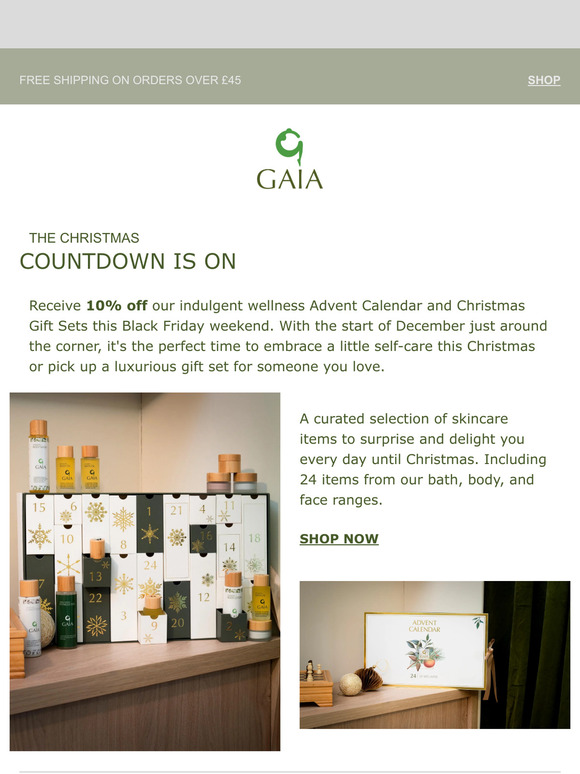 Gaia Skincare: Save 10% on our Advent Calendar and Christmas Gifts | Milled