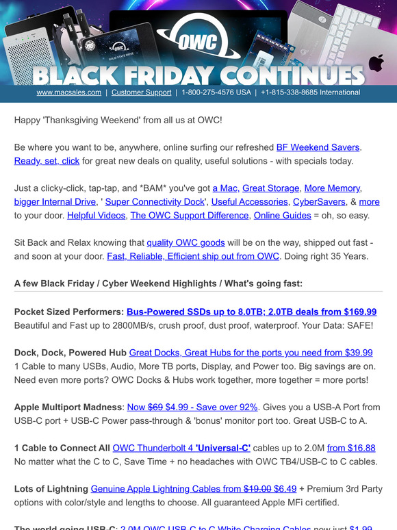 OWC: ⚙️ OWC MacSales.comBF 2023 *Reloaded and Refreshed for You* ⚡ | Milled