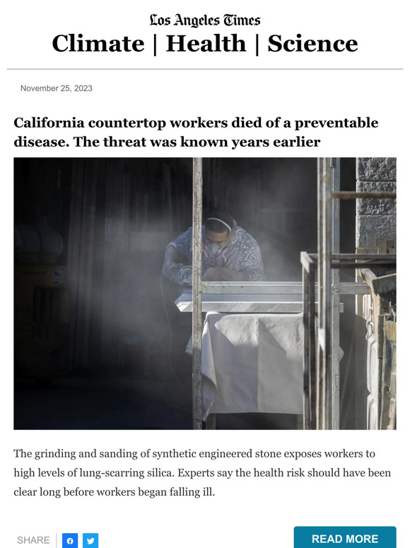 Los Angeles Times: California countertop workers died of a preventable ...