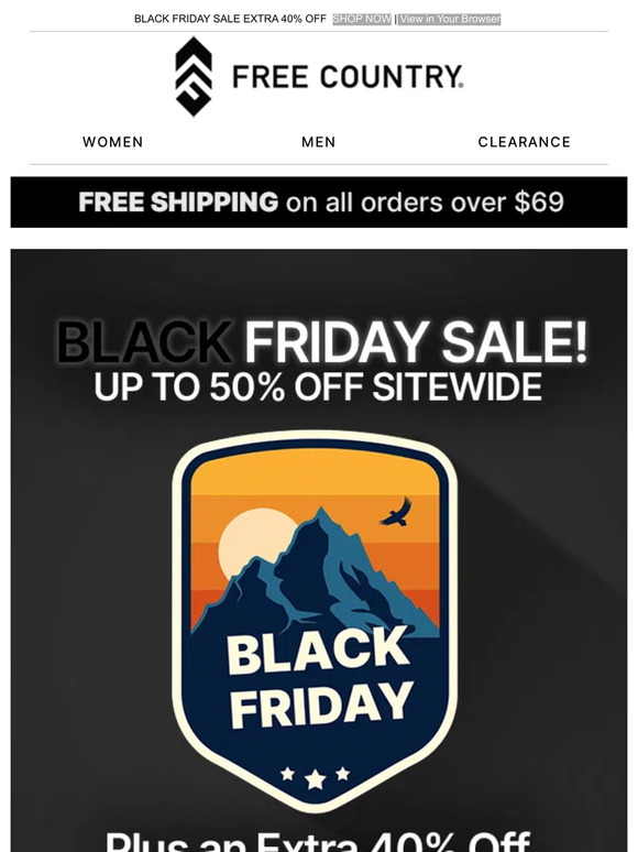 Free Country: Act Fast: Final Hours for Black Friday Discounts! | Milled